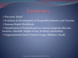 Introduction to hospitality industry | PPTX