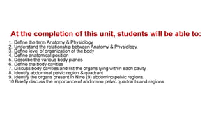 Unit 1 introduction to human body as a whole cna | PDF