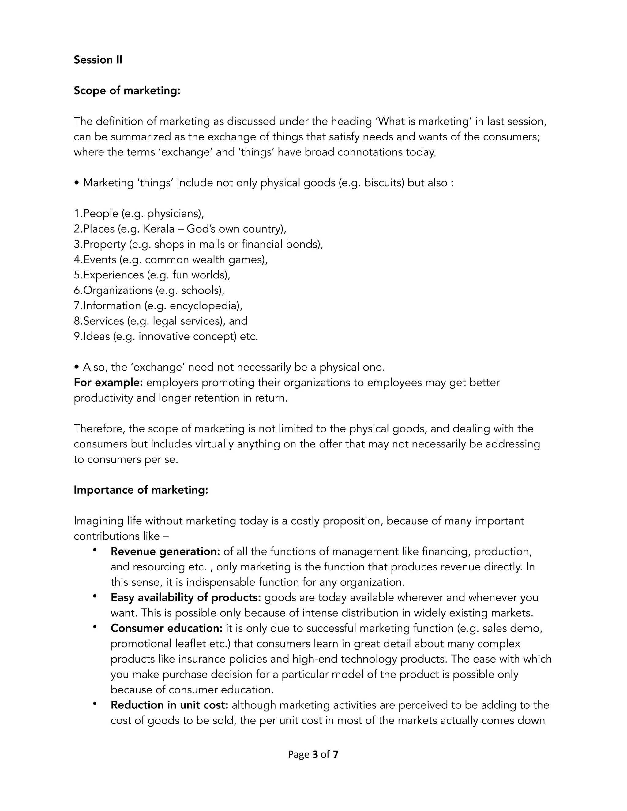 Unit 1 introduction to marketing - Class 11 - CBSE - 2016/17 | PDF