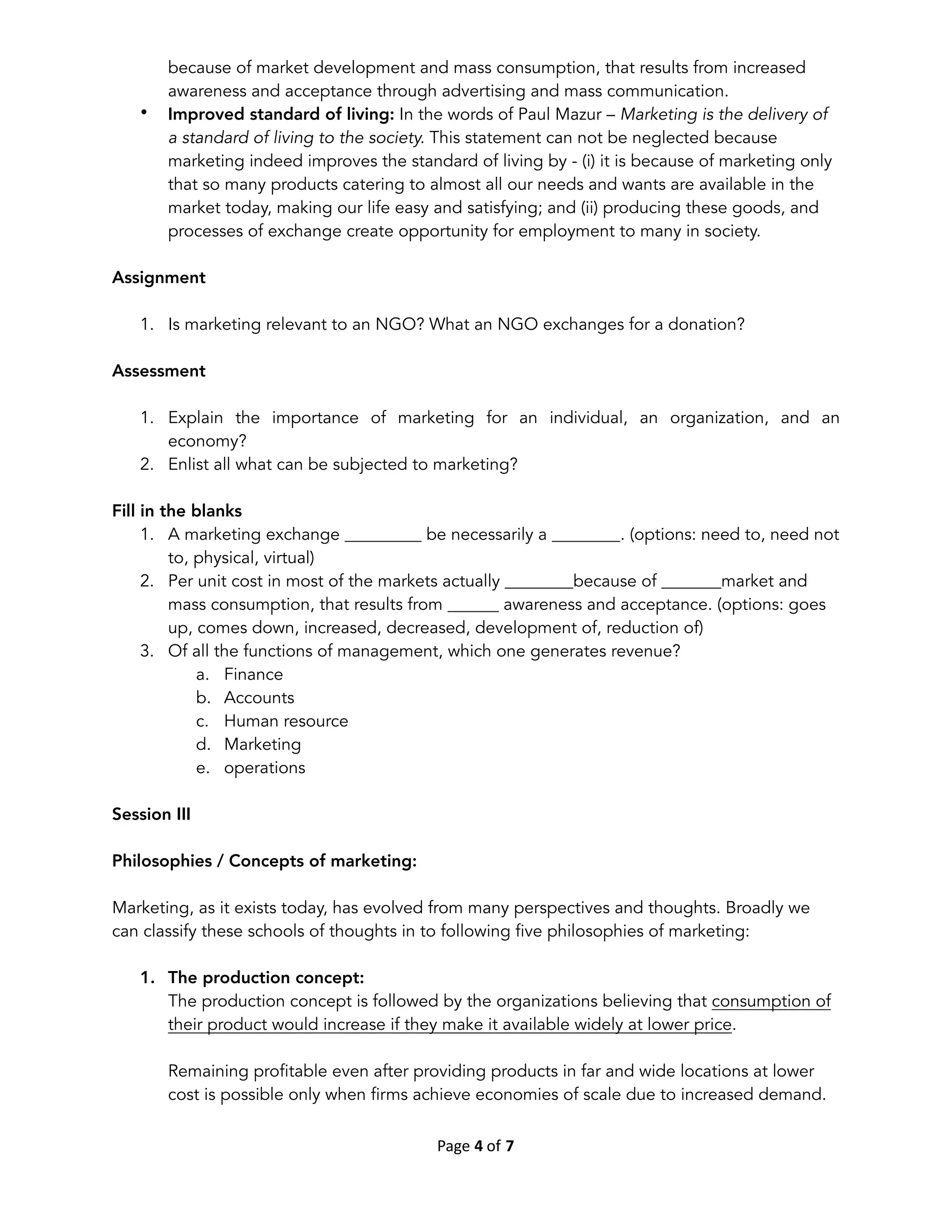 Unit 1 introduction to marketing - Class 11 - CBSE - 2016/17 | PDF