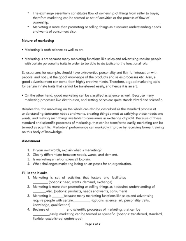 Unit 1 introduction to marketing - Class 11 - CBSE - 2016/17 | PDF ...