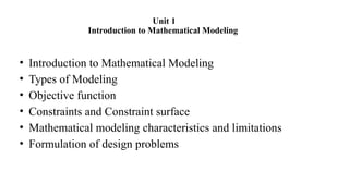 Introduction to Mathematical Modeling. Optimization | PPTX