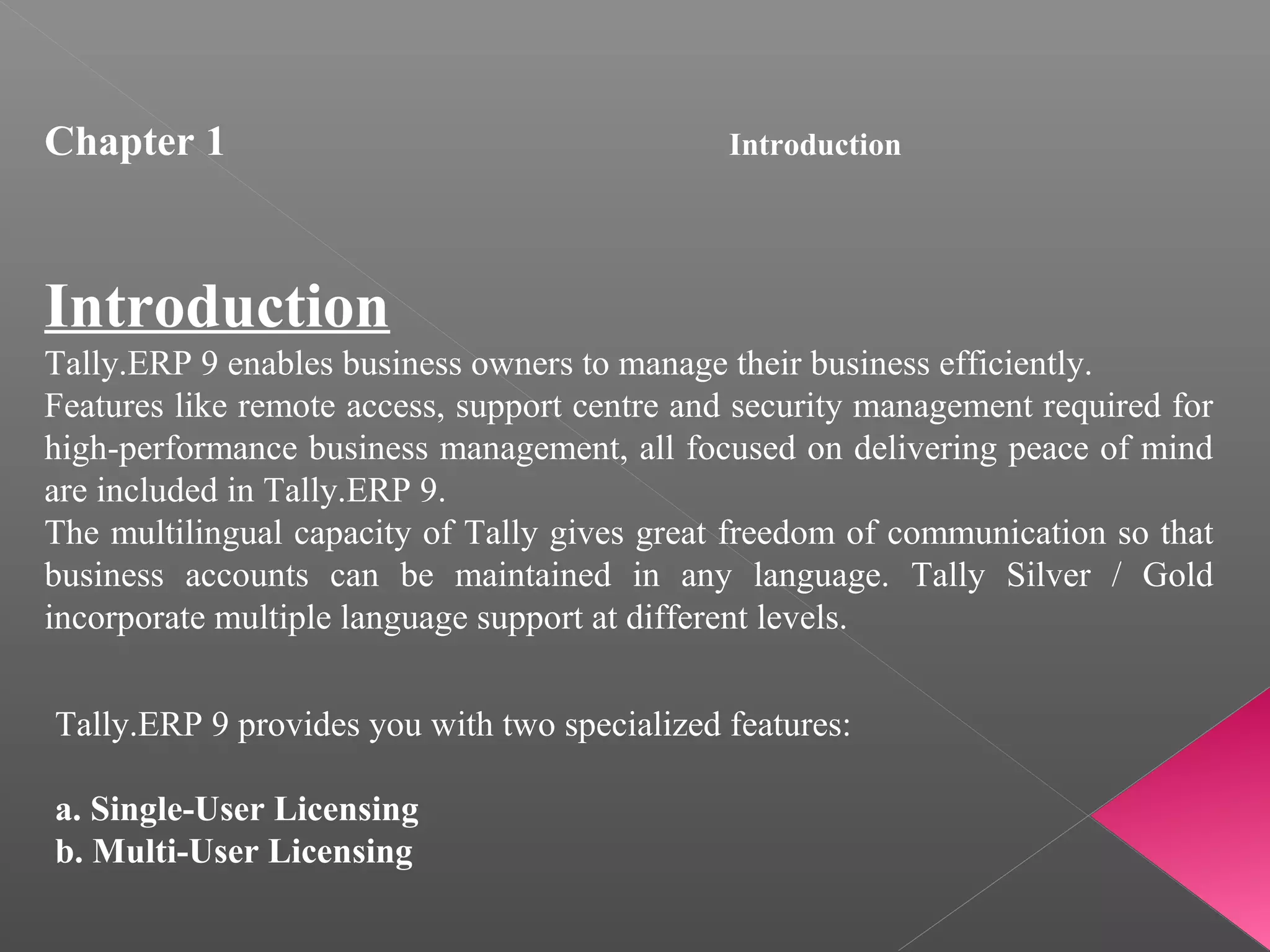 Unit 1 introduction to tally erp 9 | PPT