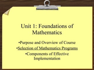 Unit 1 jcs math foundations | PPT | Special Education | Education