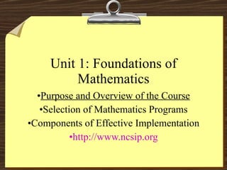 Unit 1 jcs math foundations | PPT | Special Education | Education