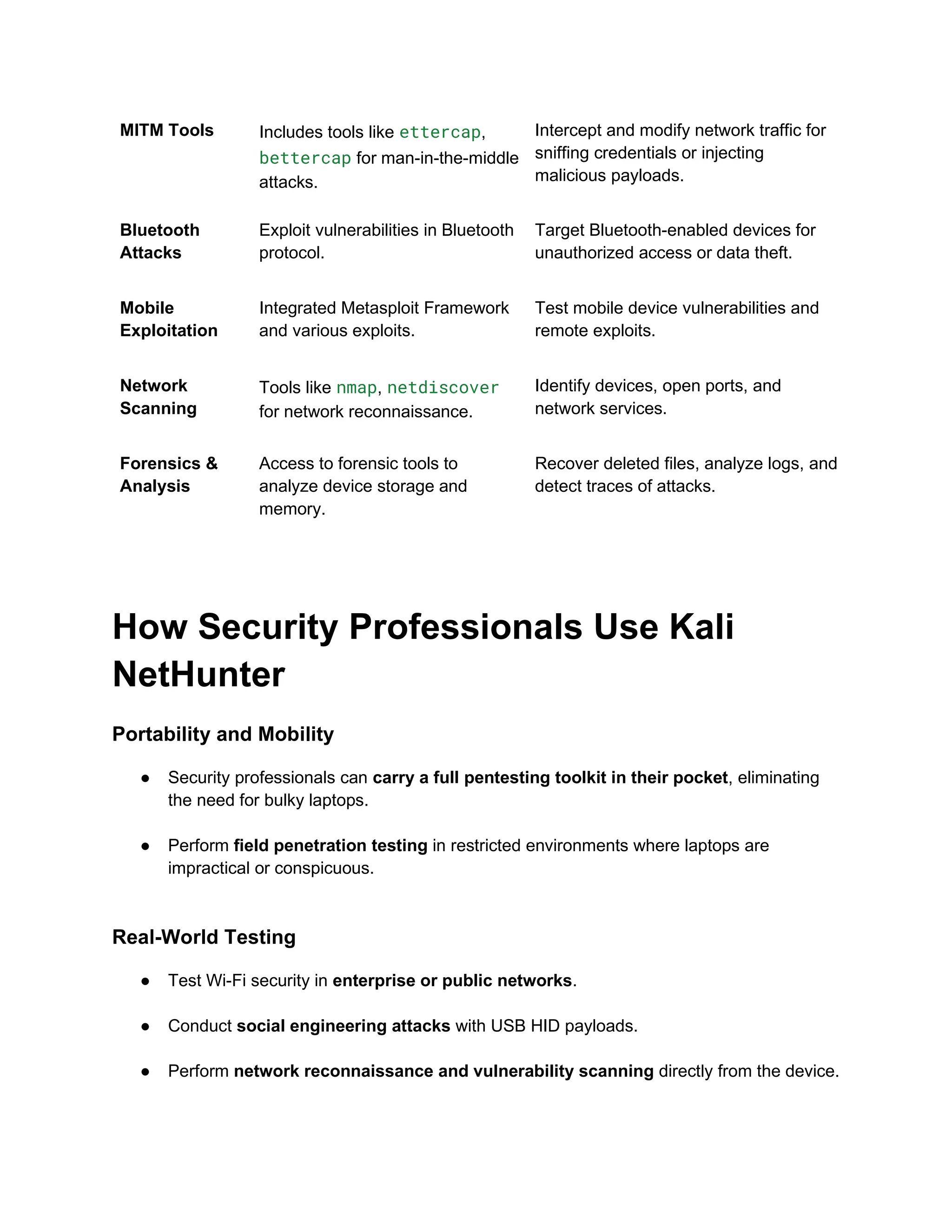 Unit 1 Kali NetHunter is the official Kali Linux penetration testing ...
