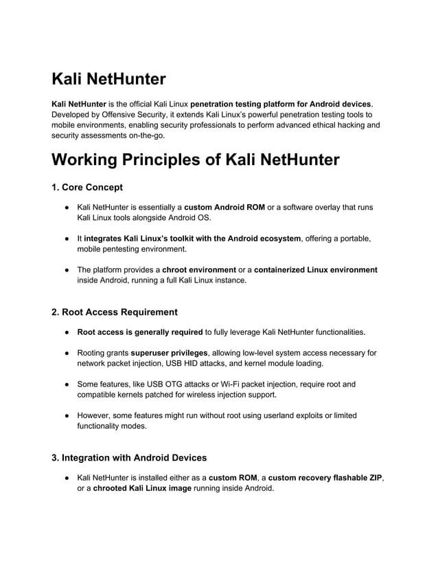 Unit 1 Kali NetHunter is the official Kali Linux penetration testing ...