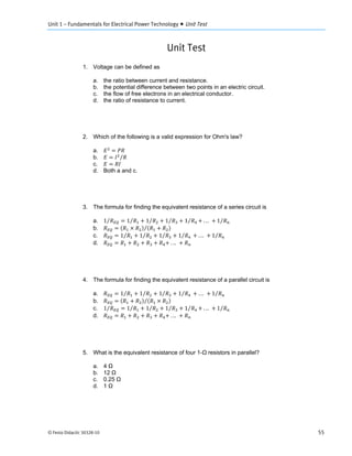 Power Circuits and Transforers-Unit 1 Labvolt Student Manual | PDF