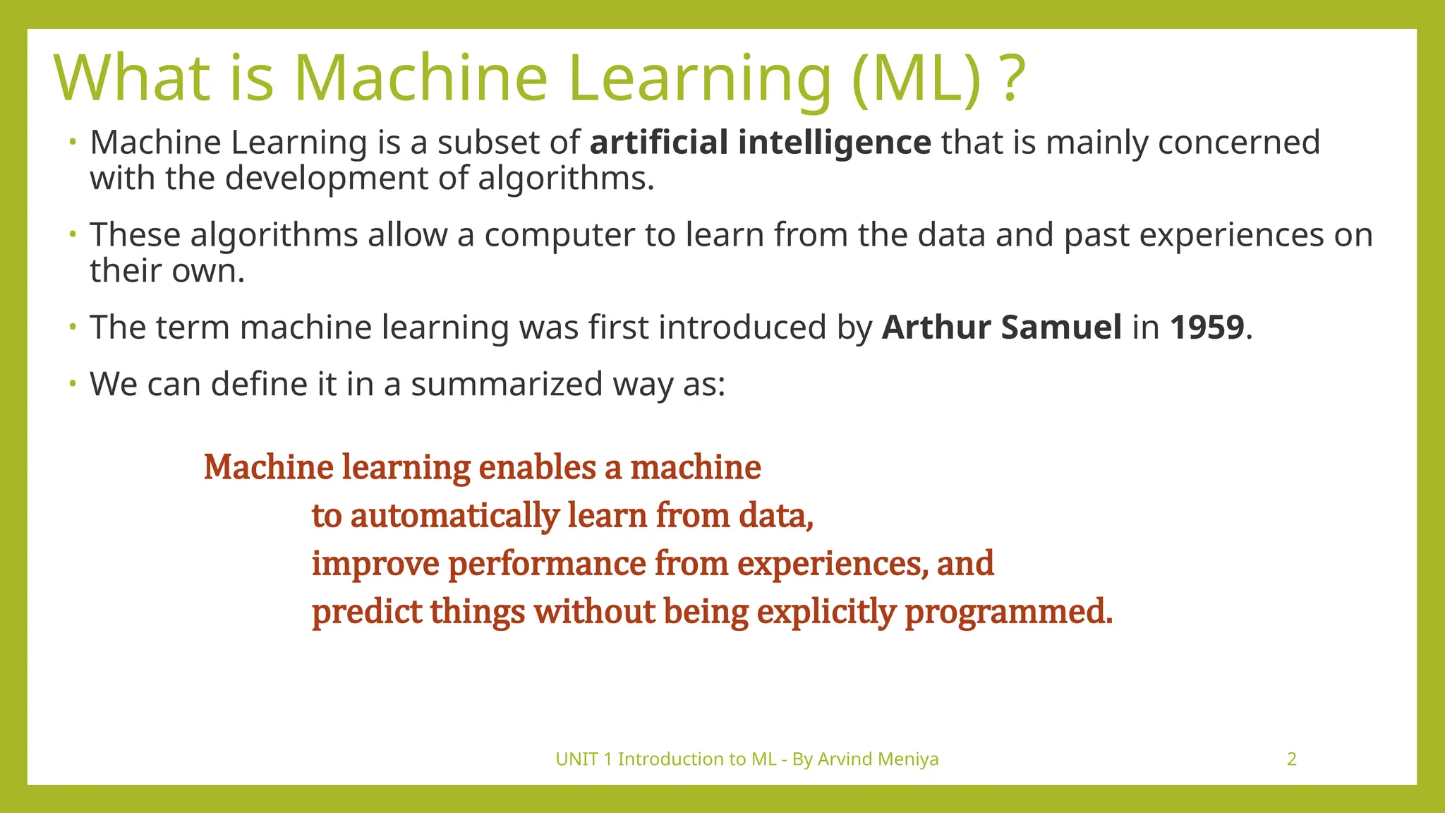Unit 1 Introduction to Machine Learning Concept | PPTX