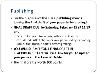 Essay #1 Lecture | PPTX