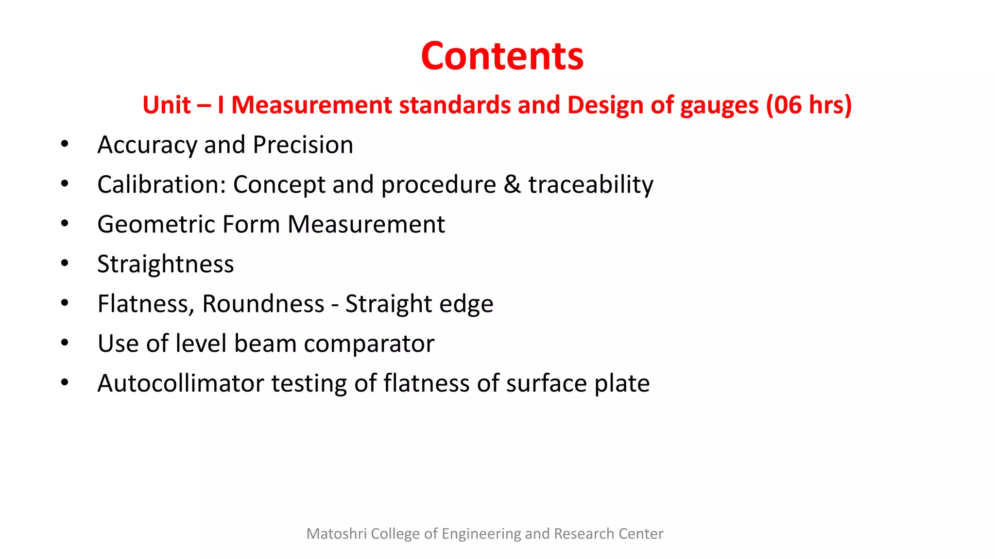 Measurement Standards and Design of gauges | PPTX