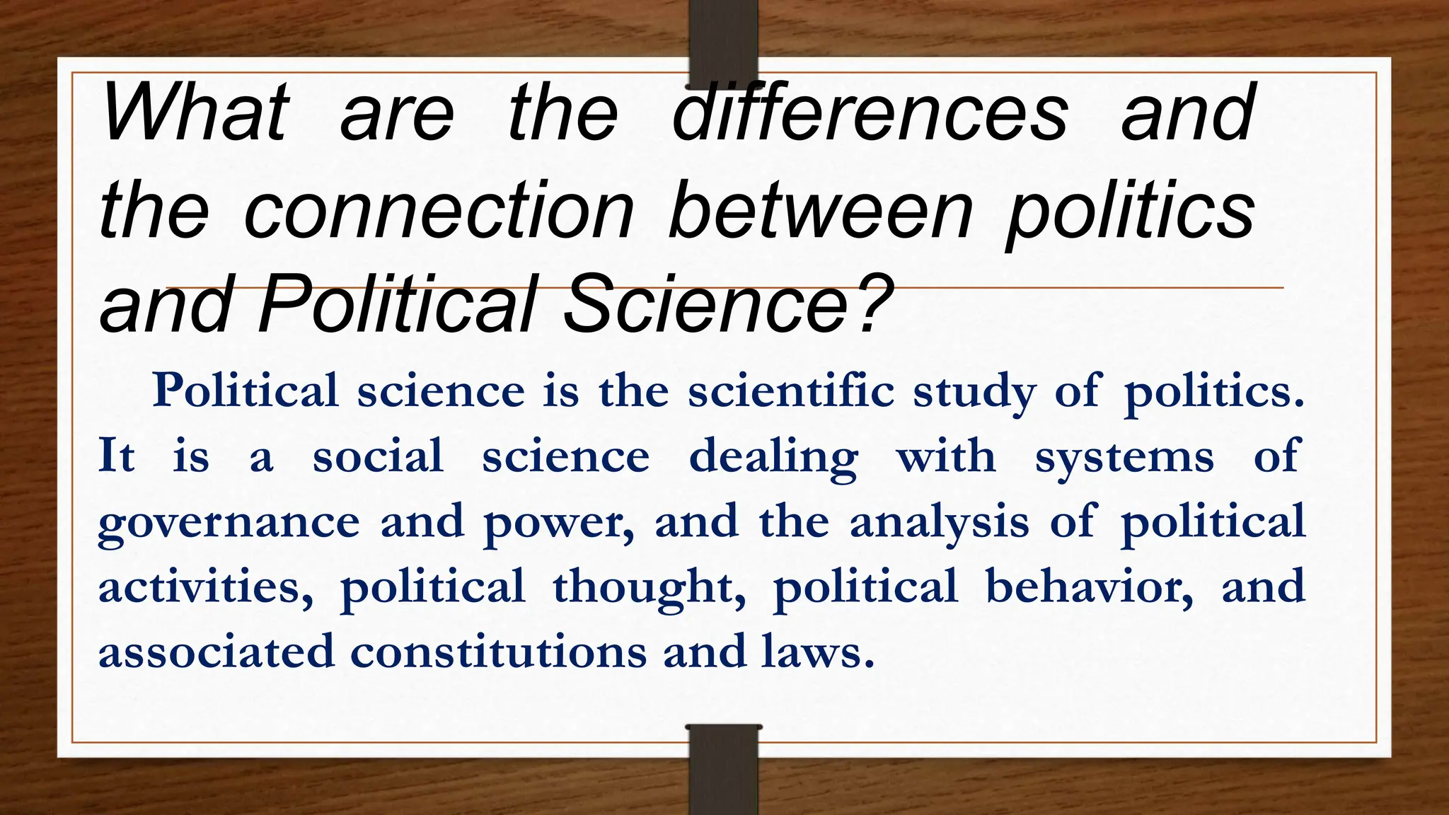 UNIT 1 LESSON 1: POLITICS AND POLITICAL SCIENCE | PPTX
