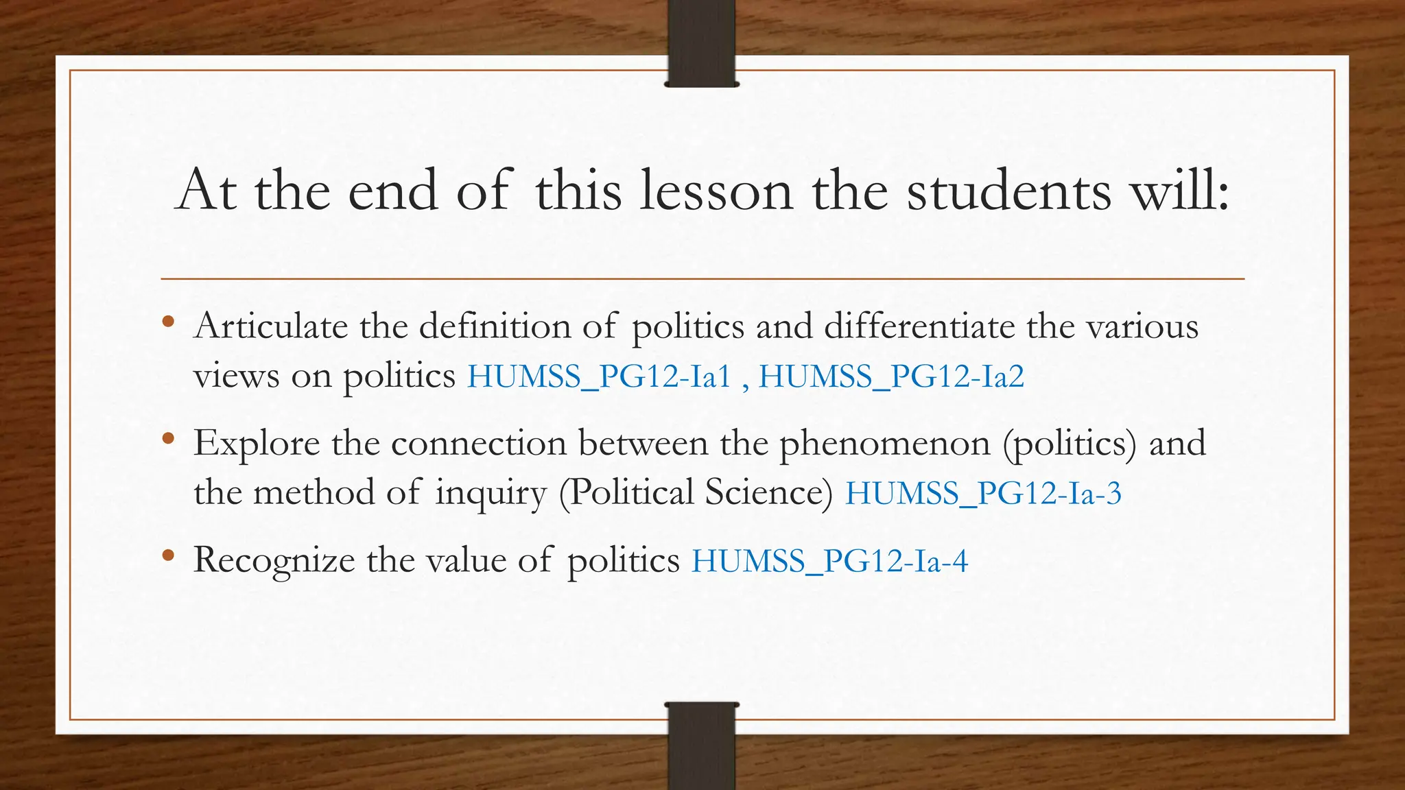 UNIT 1 LESSON 1: POLITICS AND POLITICAL SCIENCE | PPTX
