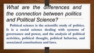 UNIT 1 LESSON 1: POLITICS AND POLITICAL SCIENCE | PPTX