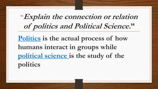 UNIT 1 LESSON 1: POLITICS AND POLITICAL SCIENCE | PPTX