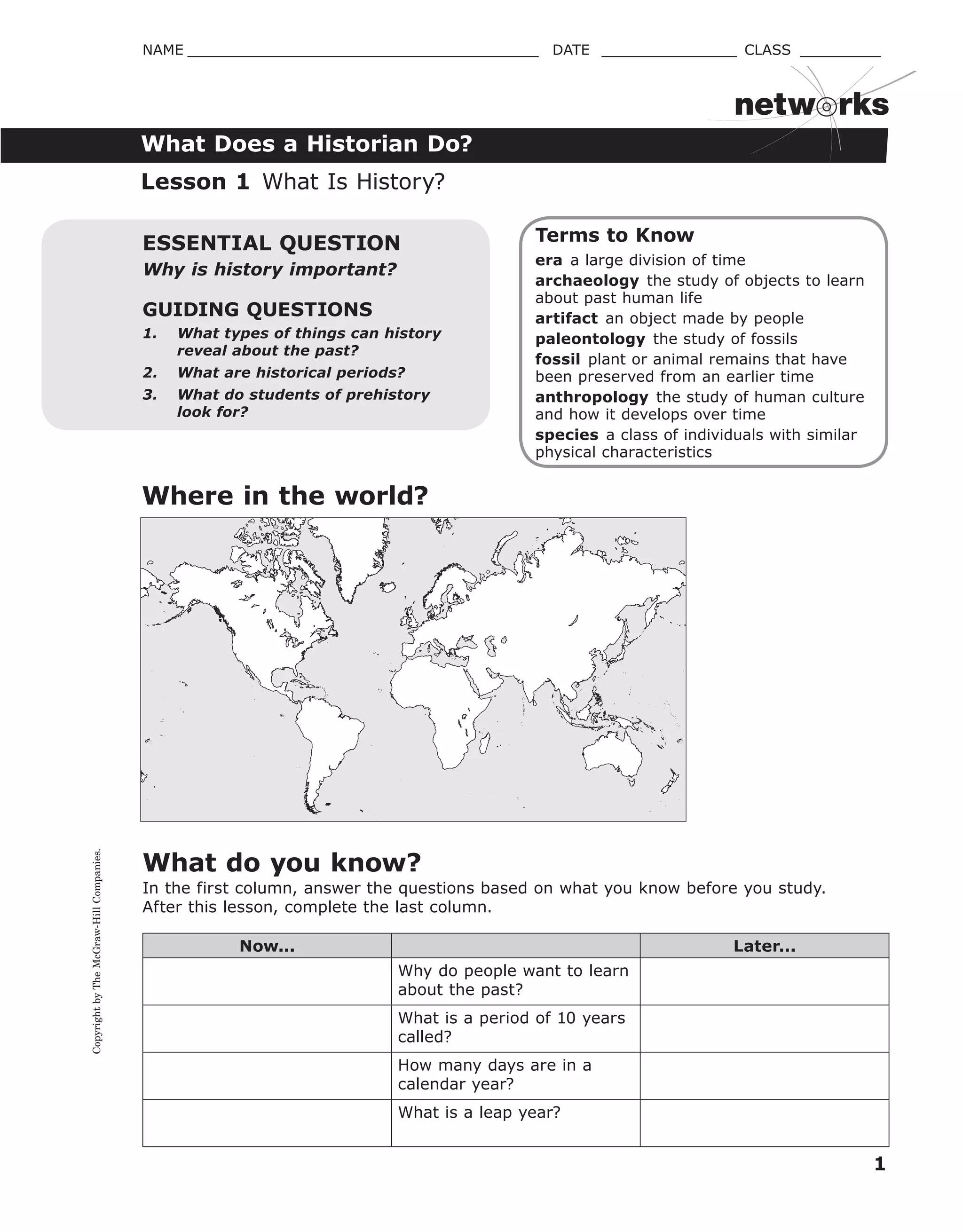 Unit 1 lesson 1 6th grade ss workbook | PDF