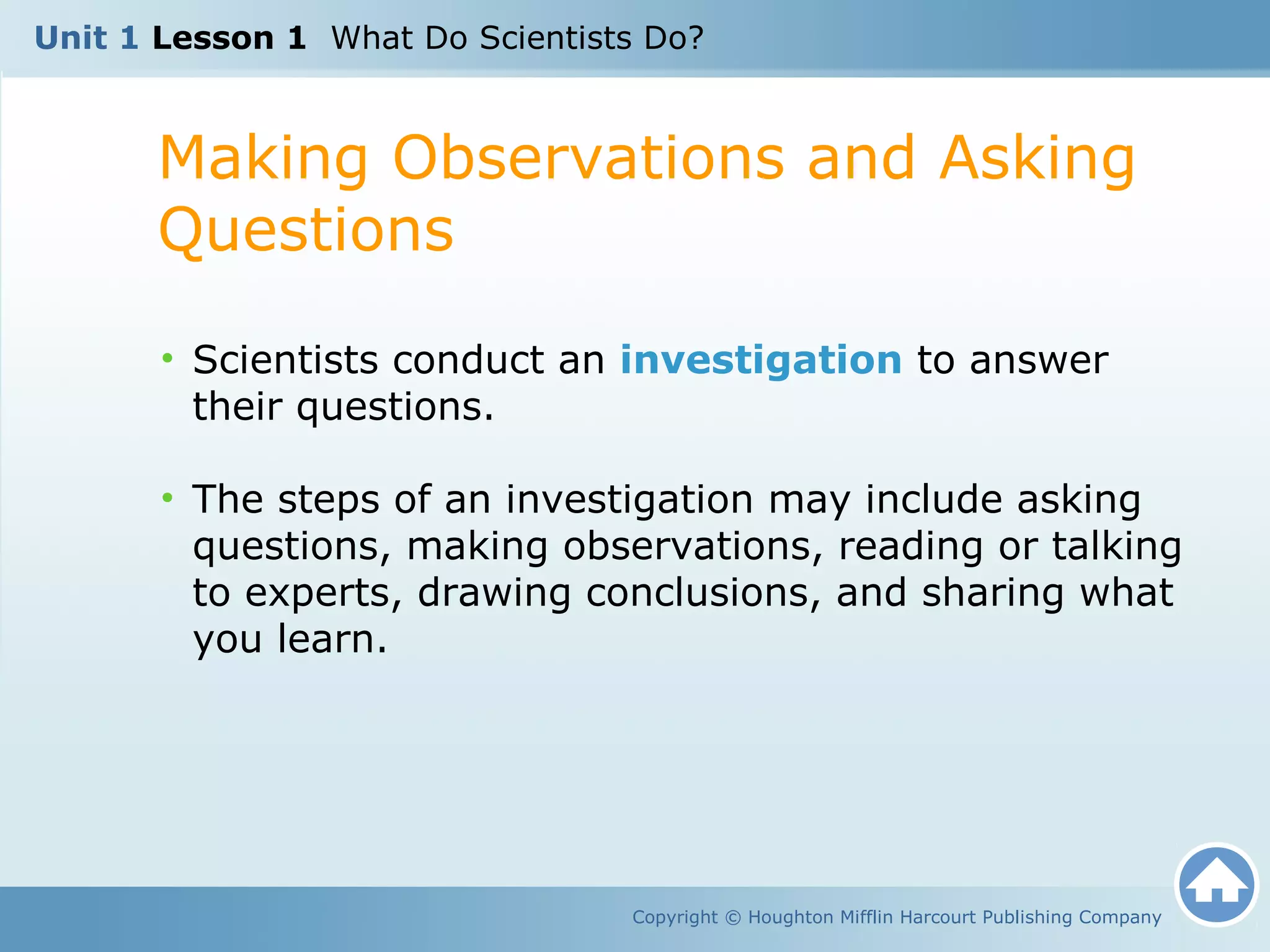 Unit 1 lesson 1 what do scientist do | PPT