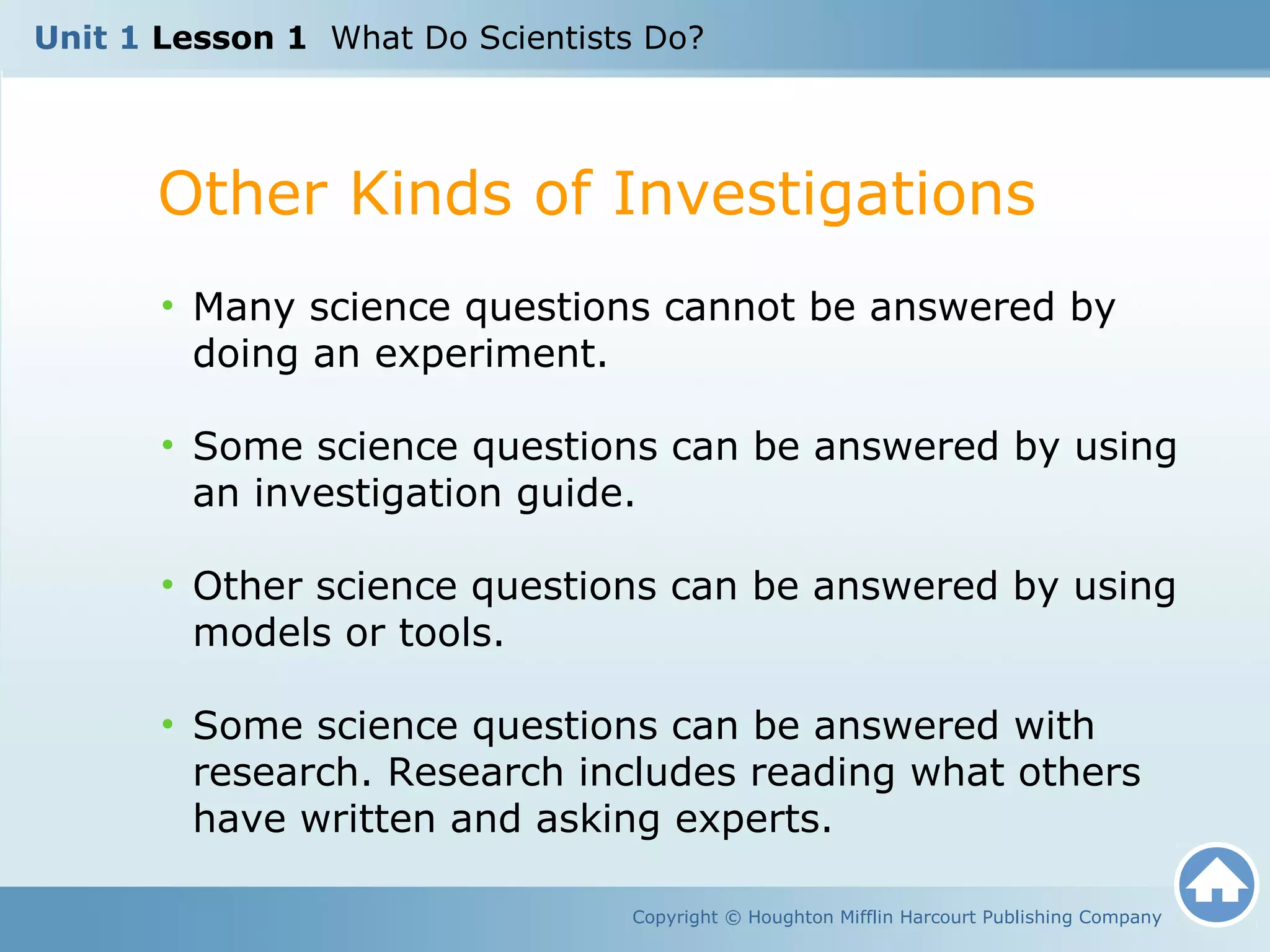 Unit 1 lesson 1 what do scientist do | PPT