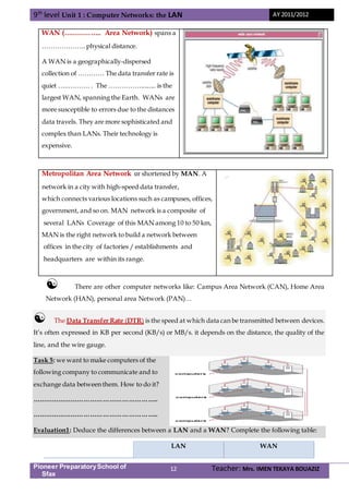 Unit1lesson2 lan 9th level: Computer Networks and Local Area Network | PDF