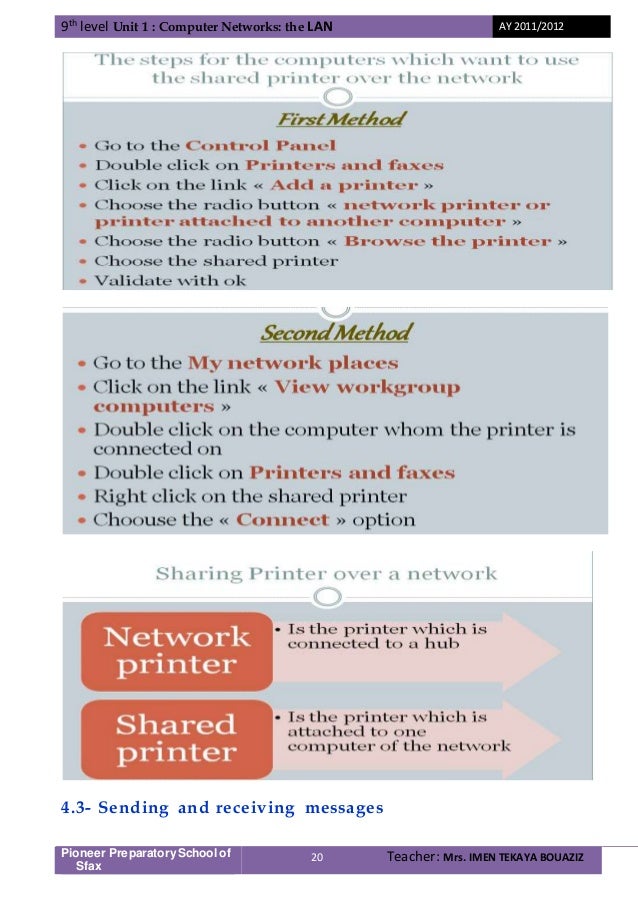 Unit1lesson2 lan 9th level: Computer Networks and Local Area Network