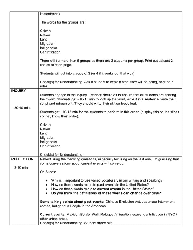 Unit 1, Lesson 4: Vocab Tableau | PDF