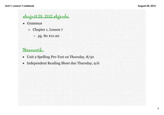Unit 1, Lesson 7 | PDF | Homework and Study | Education