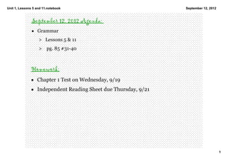 Unit 1, Lessons 5 and 11 | PPT
