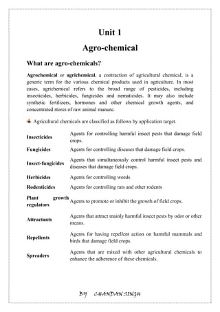 Unit 1(management of agro chemical) | PDF