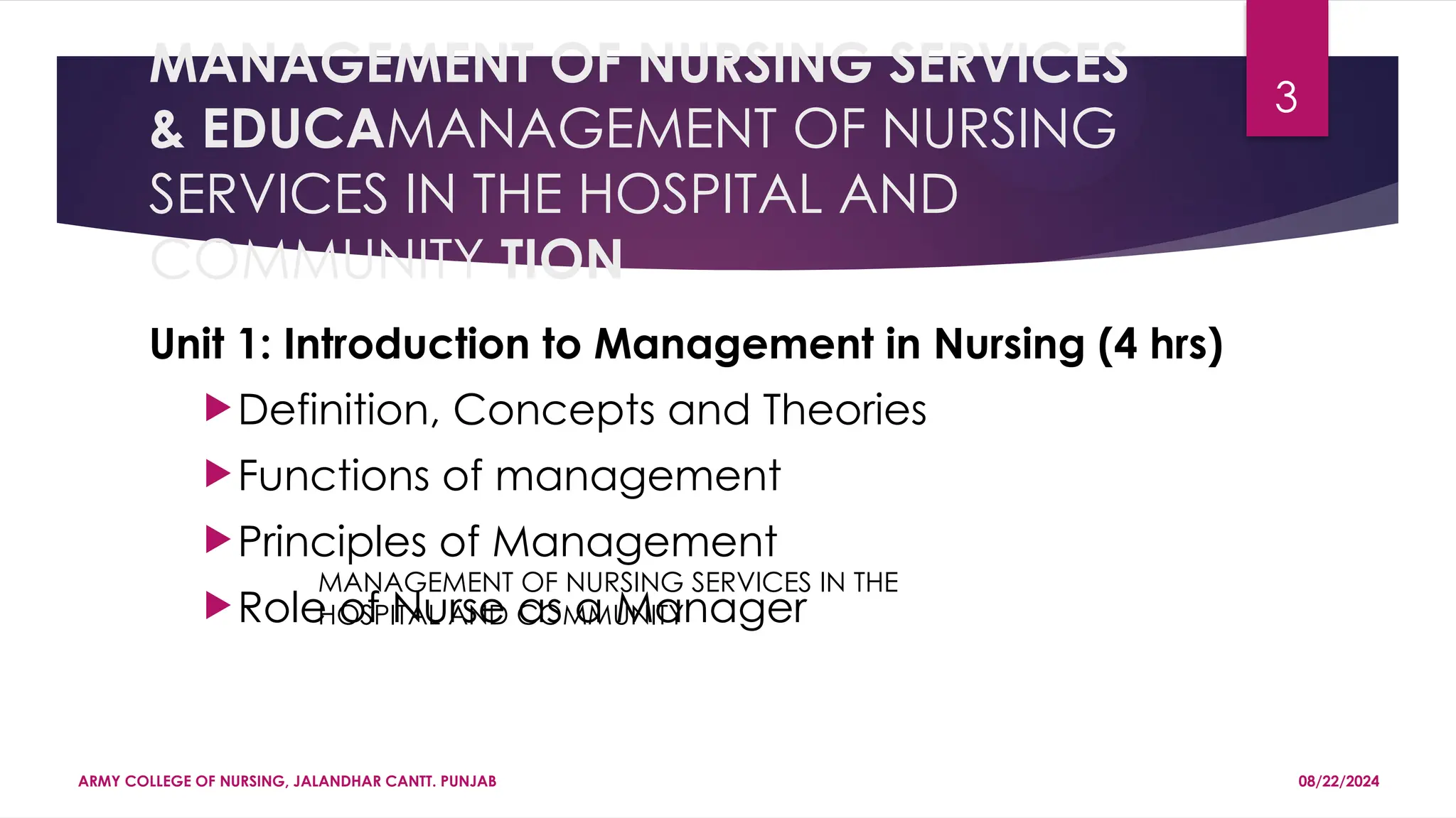 Unit 1 Management PPT. Theories of nursing management and leadership | PPTX