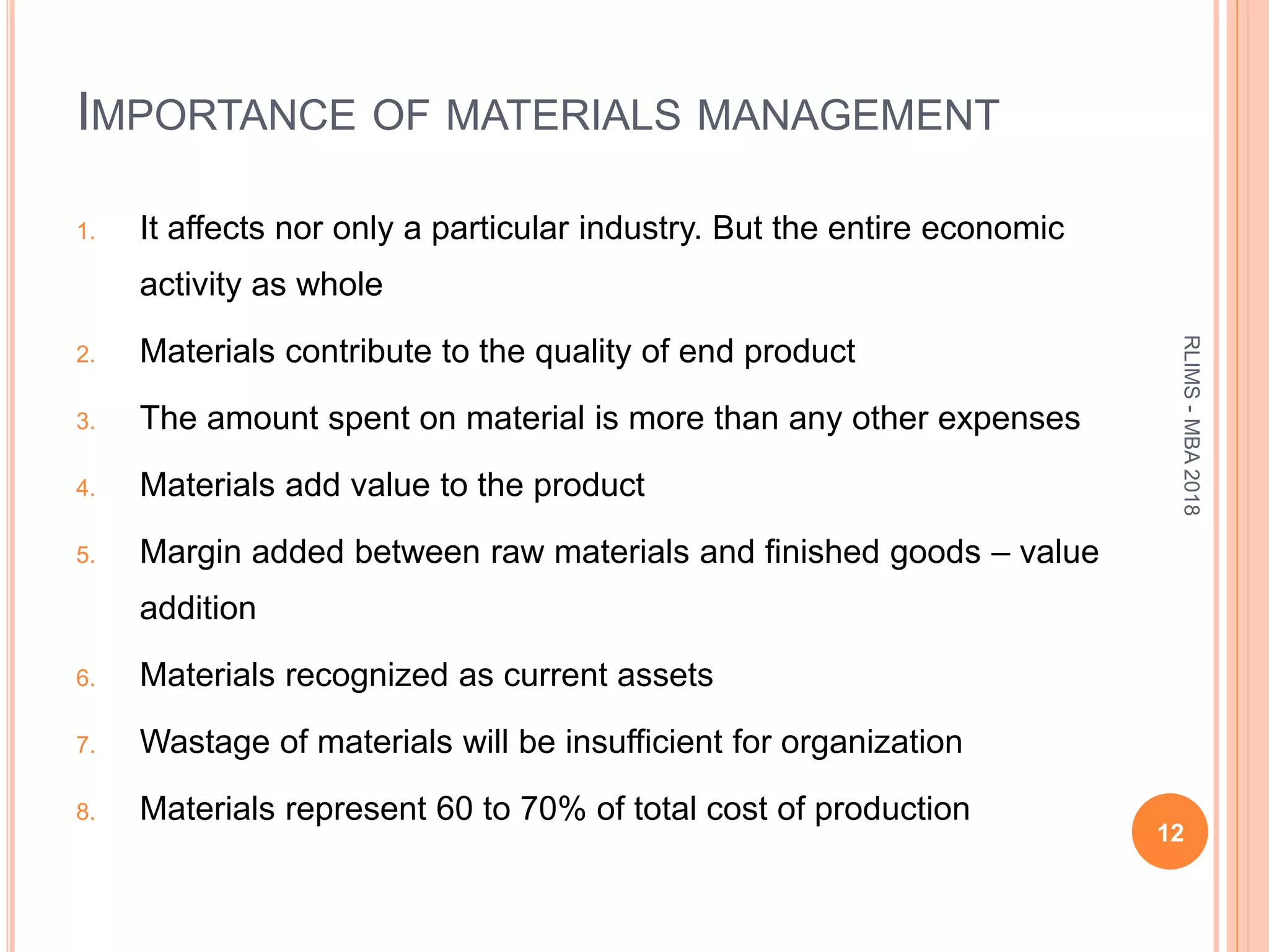 Unit 1 materials management | PPTX