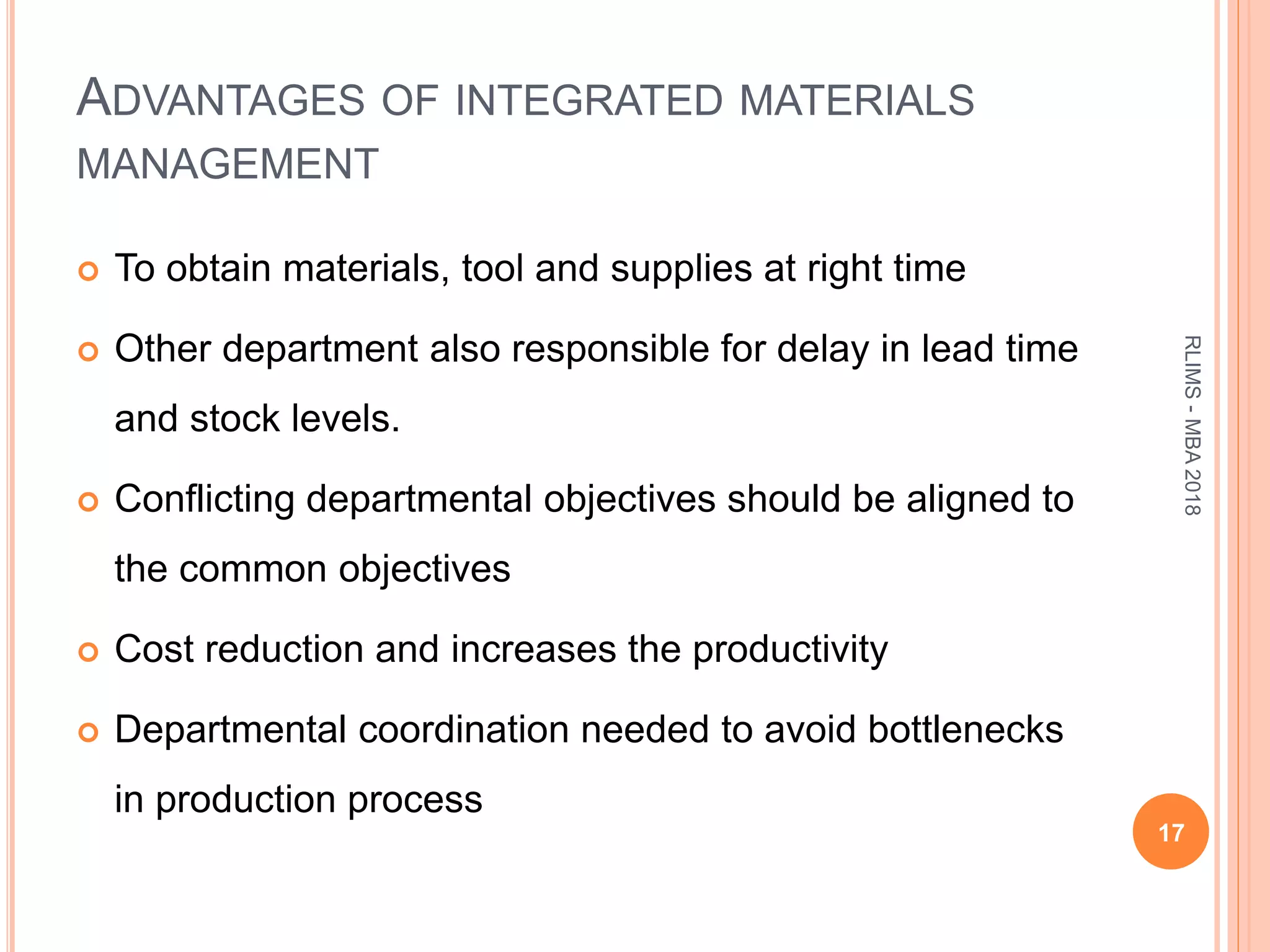 Unit 1 materials management | PPTX