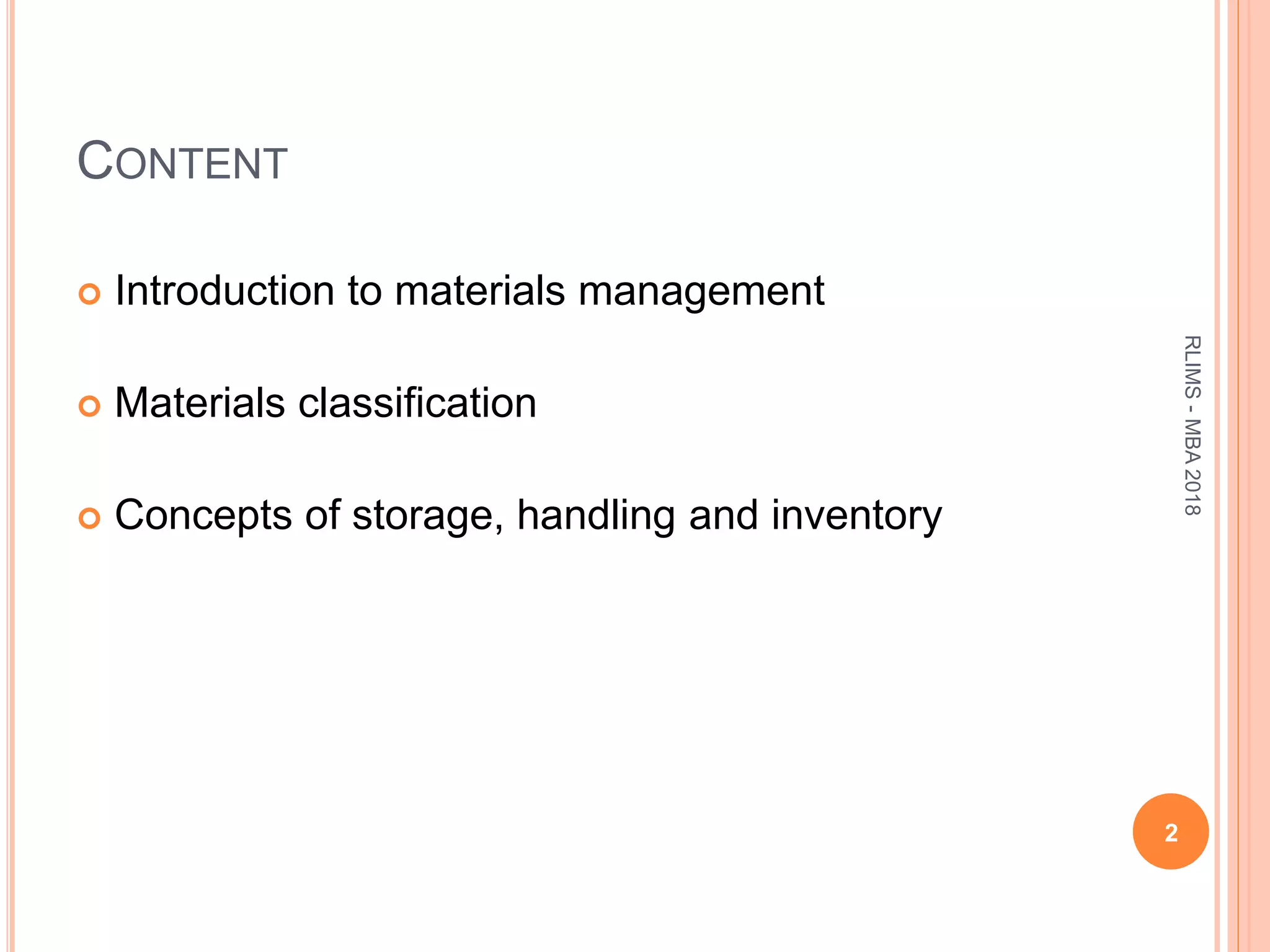 Unit 1 materials management | PPTX
