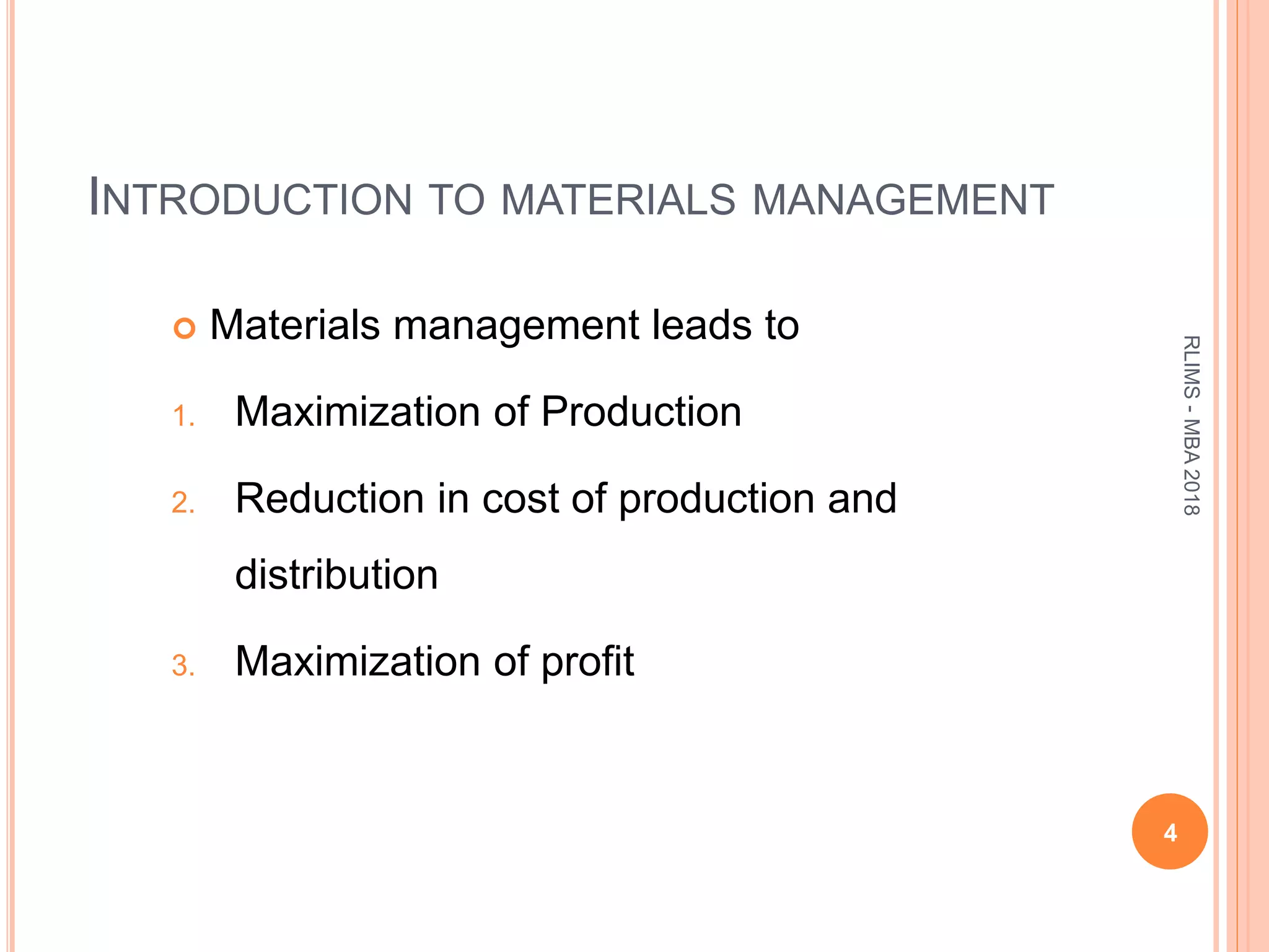 Unit 1 materials management | PPTX