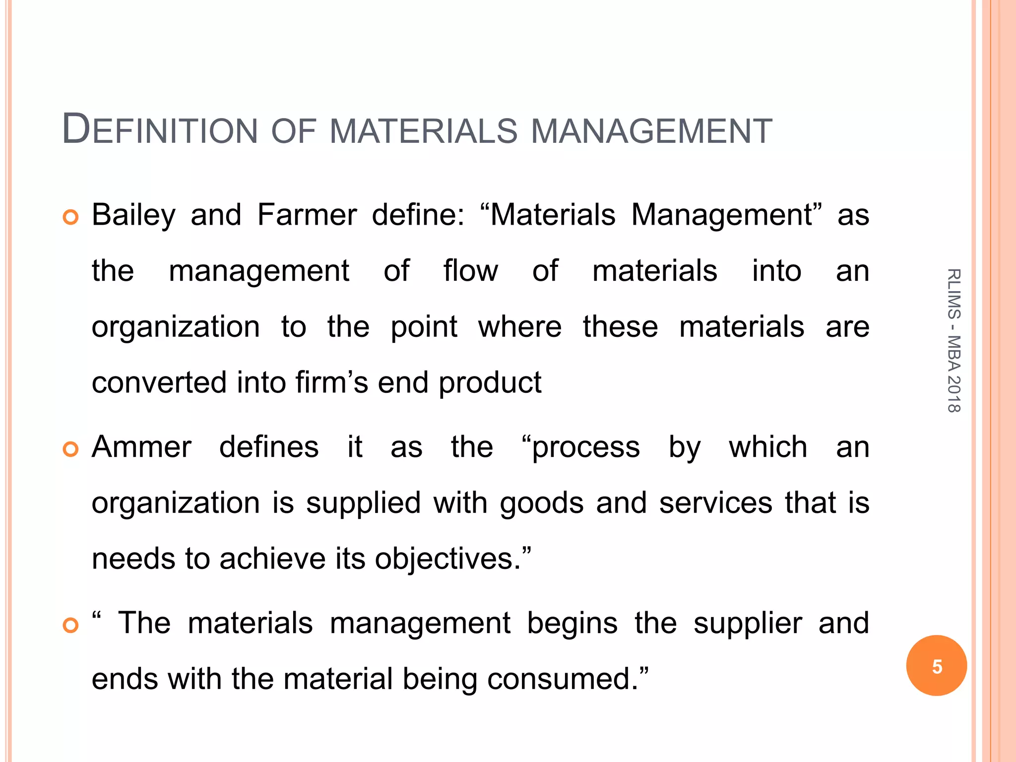 Unit 1 materials management | PPTX
