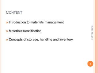 Unit 1 materials management | PPTX