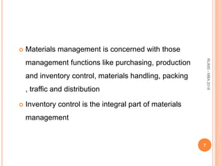 Unit 1 materials management | PPTX