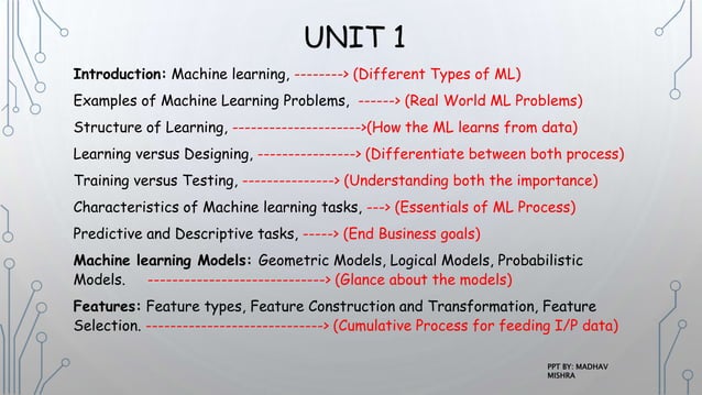 Machine Learning Unit 1 Semester 3 MSc IT Part 2 Mumbai University | PPTX