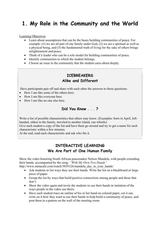 Unit 1 My Role In My Community And World | PDF