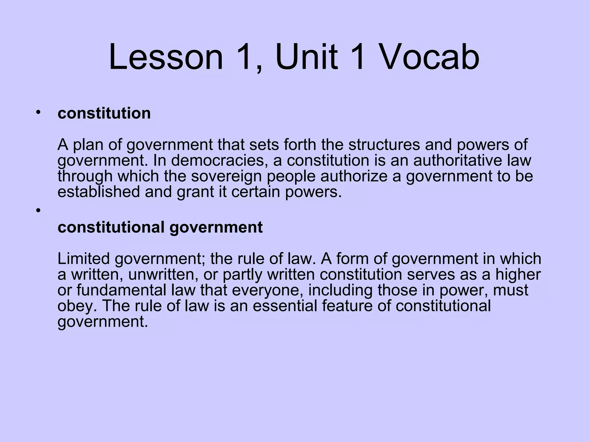 Unit 1 notebook constitution studend handouts modified | PPT