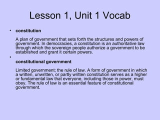 Unit 1 notebook constitution studend handouts modified | PPT