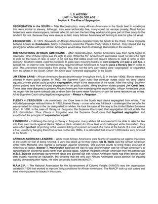 Unit 1 notes (the gilded age) | PDF