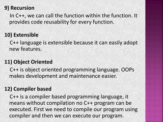 Unit 1 of c++ part 1 basic introduction | PPTX
