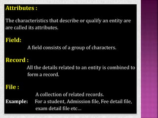 Unit 1 of dbms part 1 basic introduction | PPT