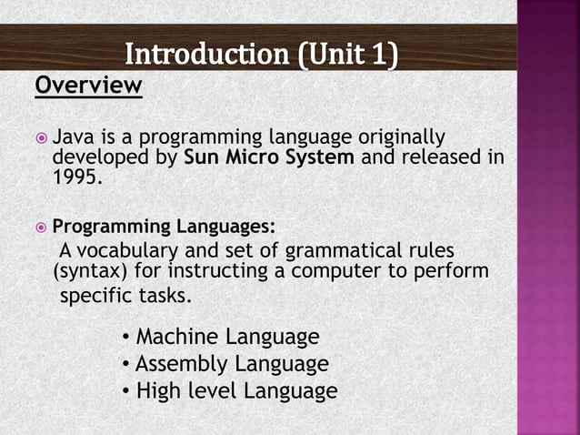 Unit 1 of java part 1 basic introduction akr | PPTX