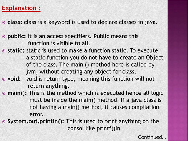 Unit 1 of java part 2 basic introduction | PPTX | Programming Languages | Computing