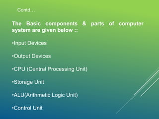 Unit 1 one part introduction to computers | PPT