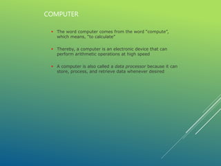 Unit 1 one part introduction to computers | PPT