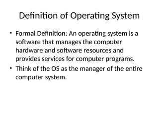 Operating_System_Overview, Types and function of OS | PPTX