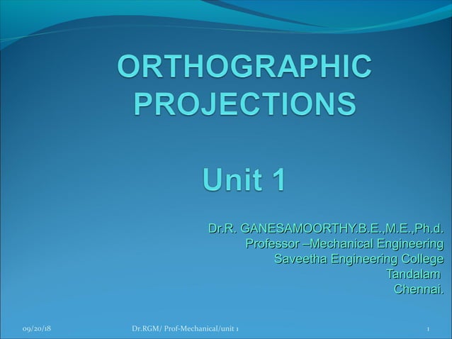 Unit 1 orthographic projection engineering graphics | PPT