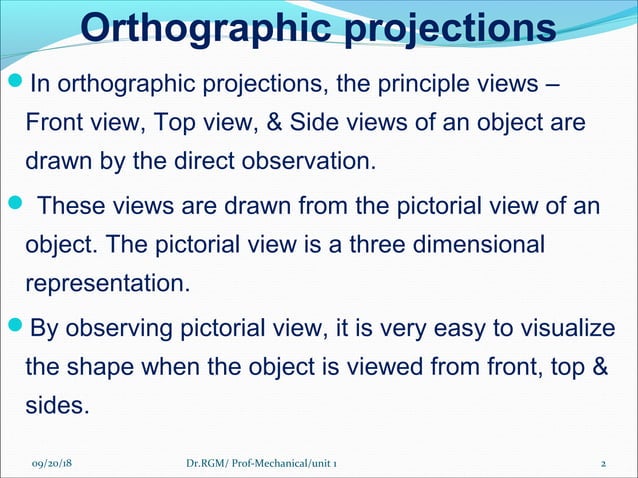 Unit 1 orthographic projection engineering graphics | PPT